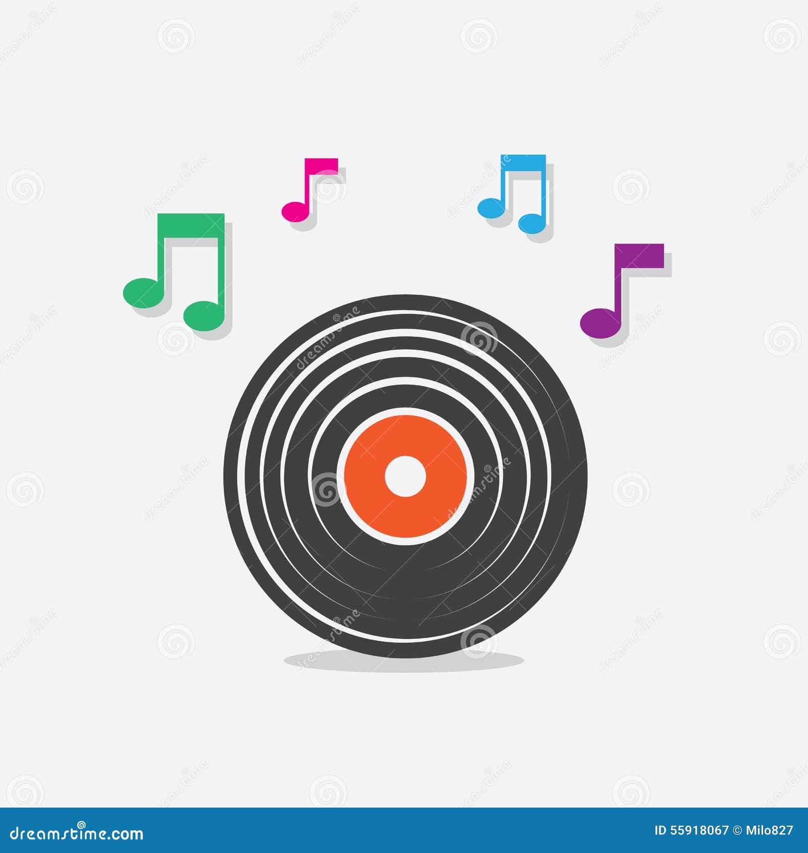 Vinyl Record Music Notes stock vector. Illustration of shadow - 55918067