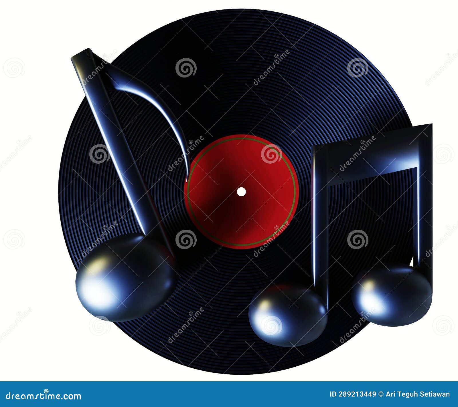 Vinyl Record Record and Music Notes in the White Background Stock ...