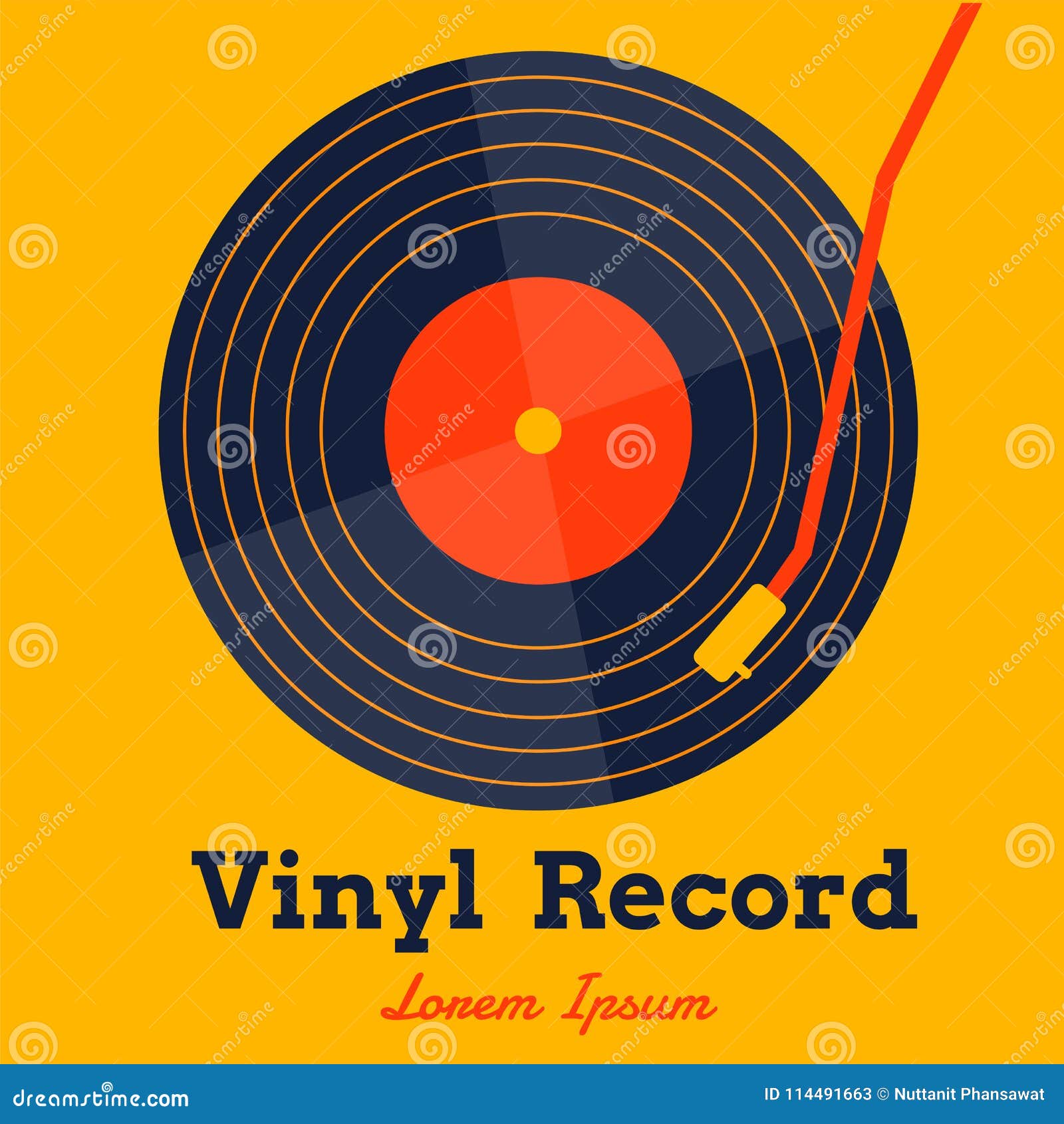 Vinyl Record Music Vector with Yellow Background Graphic Stock Vector ...