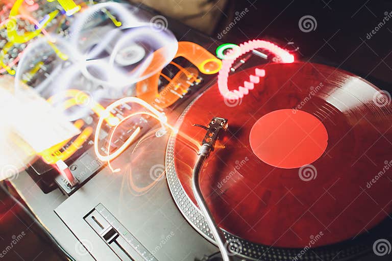A Vinyl Record on the Panel of the DJ. DJ Equipment. Stock Photo ...