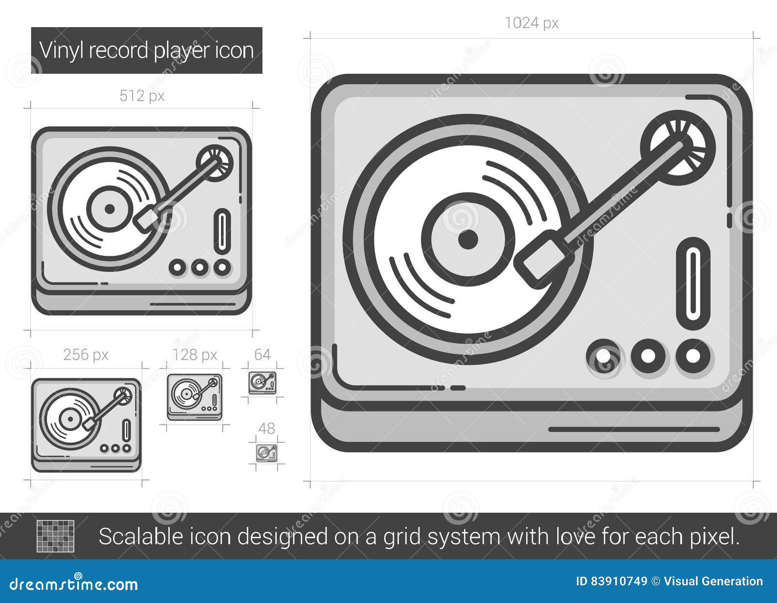 Vinyl Record Player Line Icon. Stock Vector - Illustration of manual ...