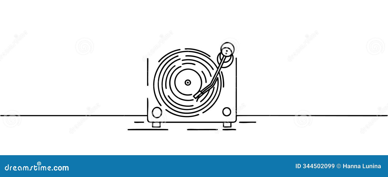 Vinyl Record Player in One Line Style. Continuous Line Drawing of Vinyl ...
