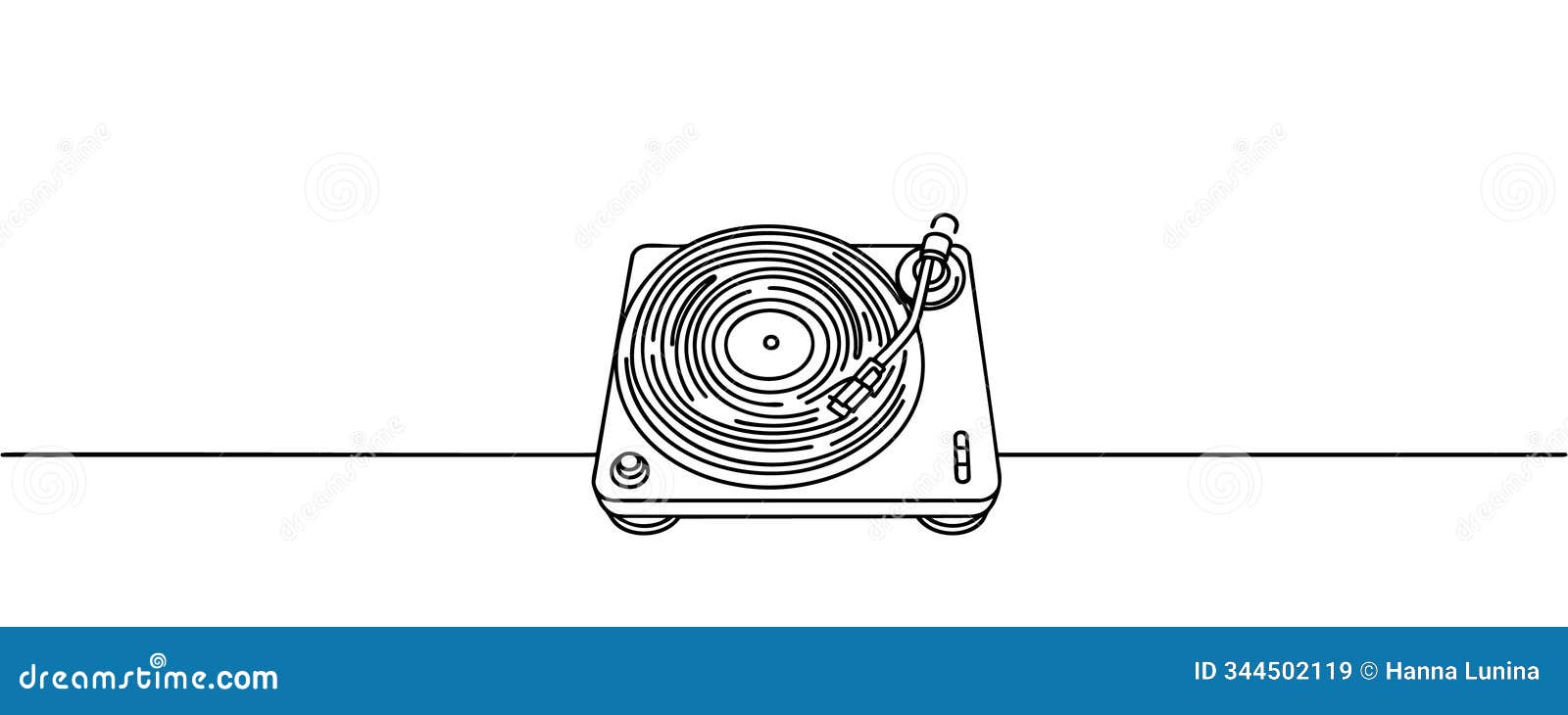 Vinyl Record Player in One Line Style. Continuous Line Drawing of Vinyl ...