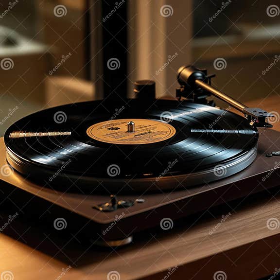 Vinyl Record Player with Rotating Turntable Stock Illustration ...