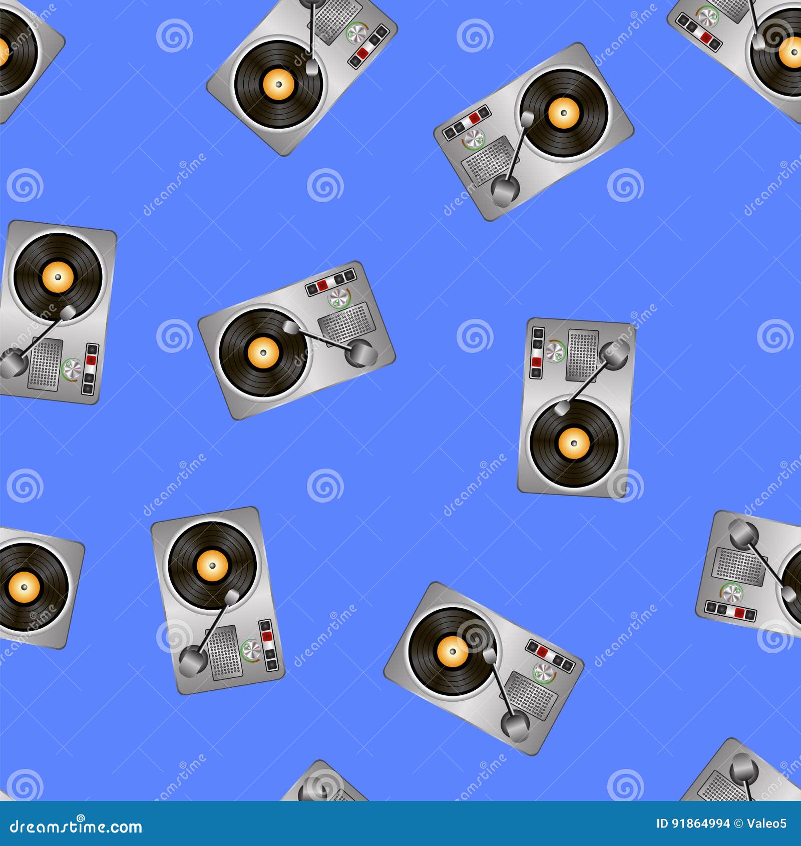 Vinyl Record Players Seamless Pattern Stock Vector - Illustration of ...