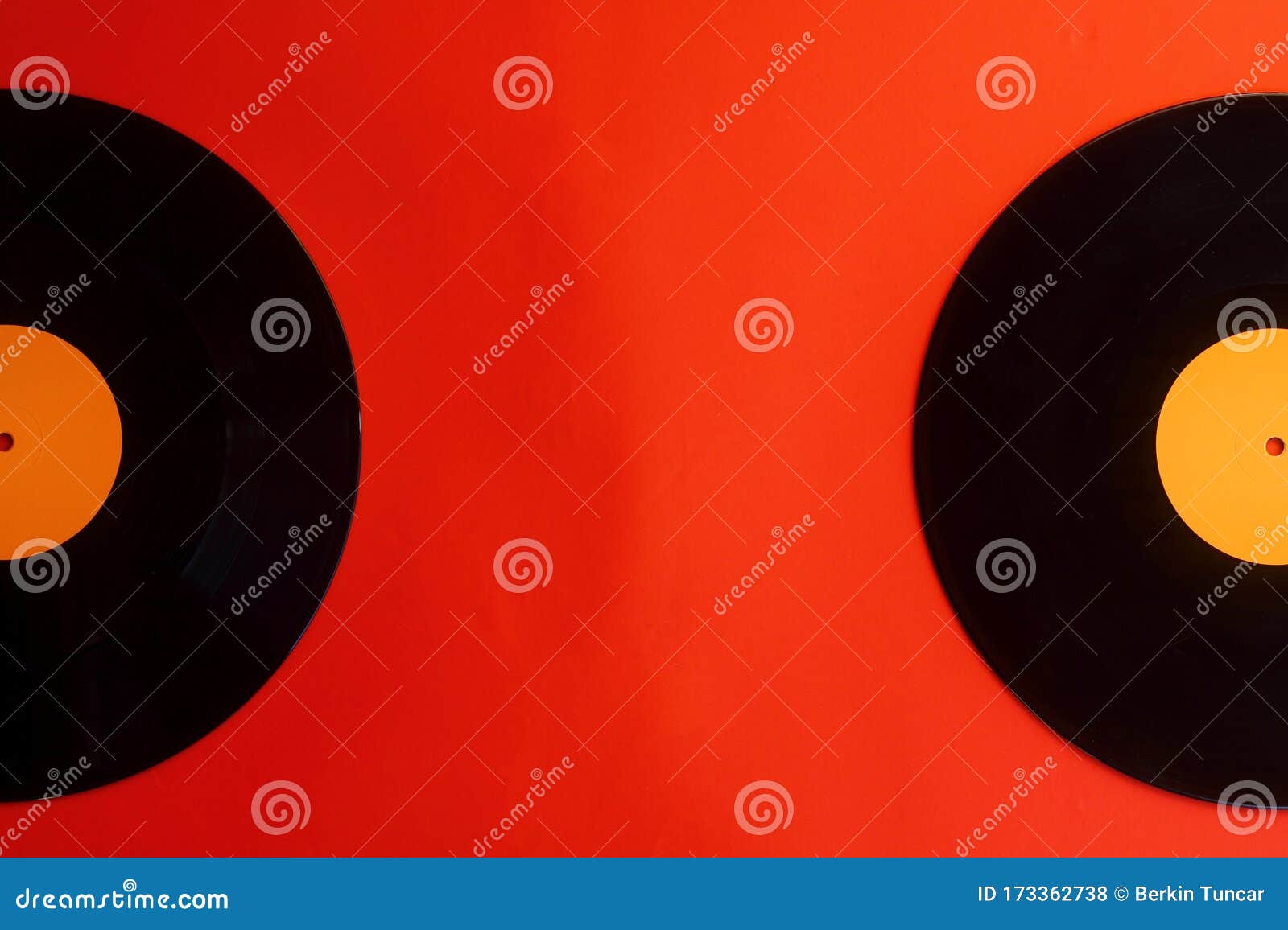 Vinyl Record on a Red Background. Retro Style. Top View. Stock Photo ...