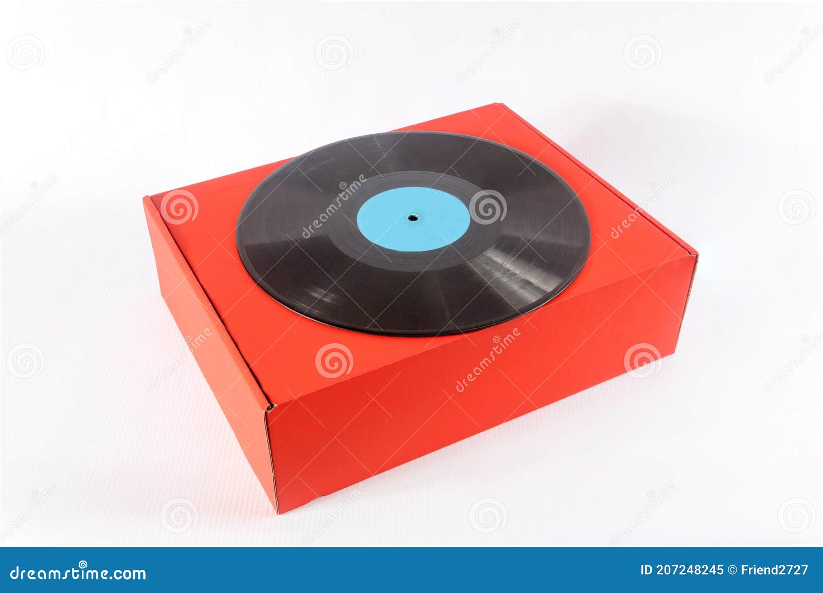 Vinyl Record with a Red Box on a White Background Stock Image - Image ...
