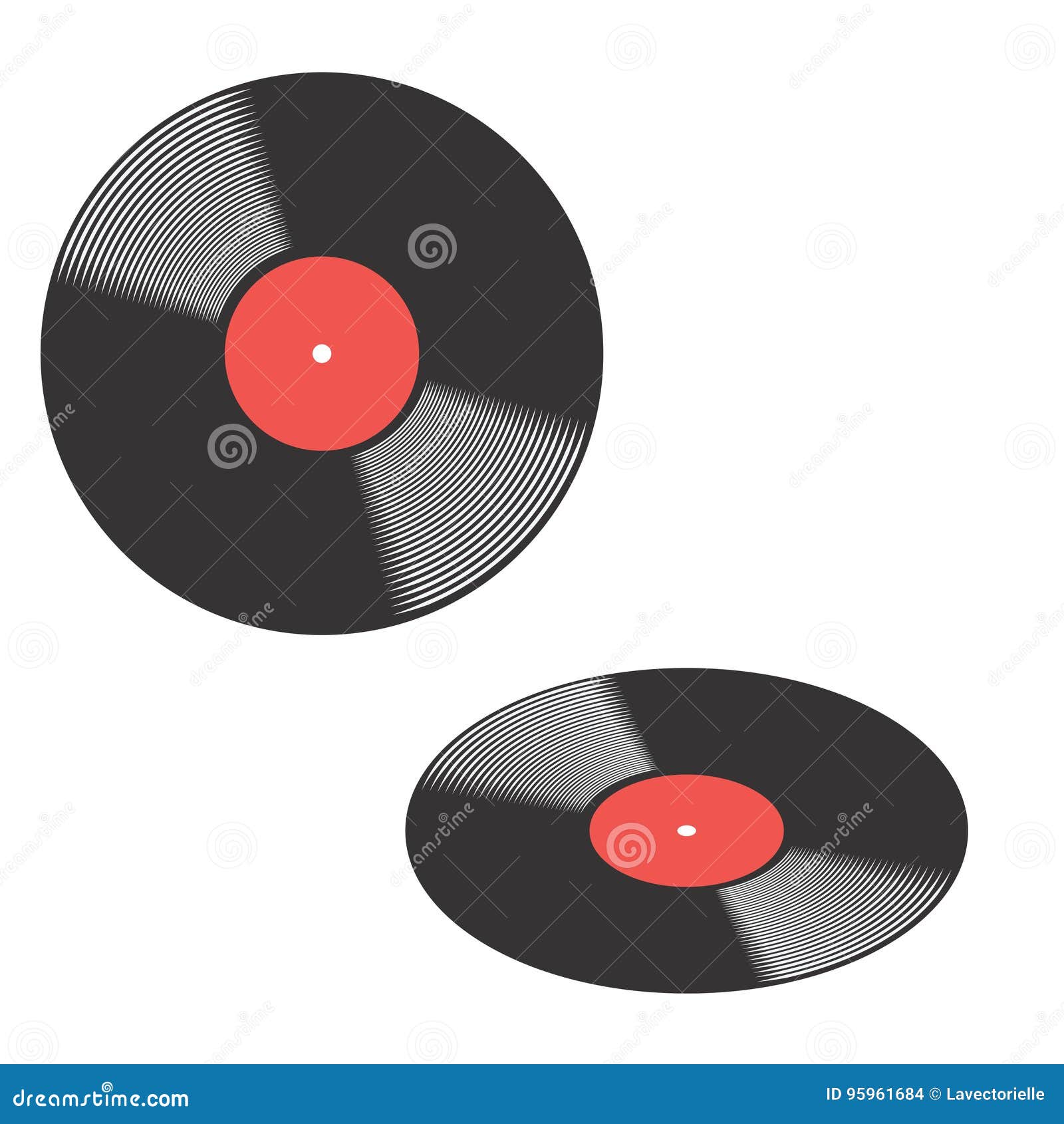 Vinyl Record with Red Label Stock Vector - Illustration of disco ...