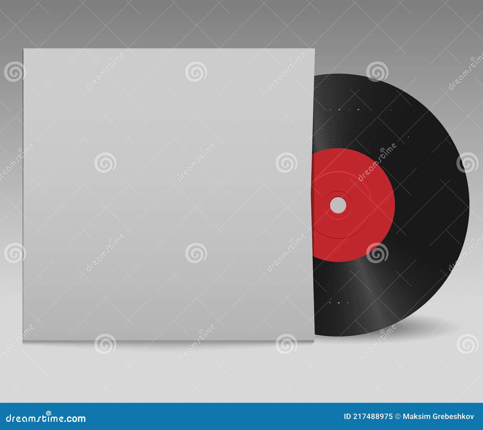 Vinyl Record with Red Label and White Cover for Your Design Stock ...