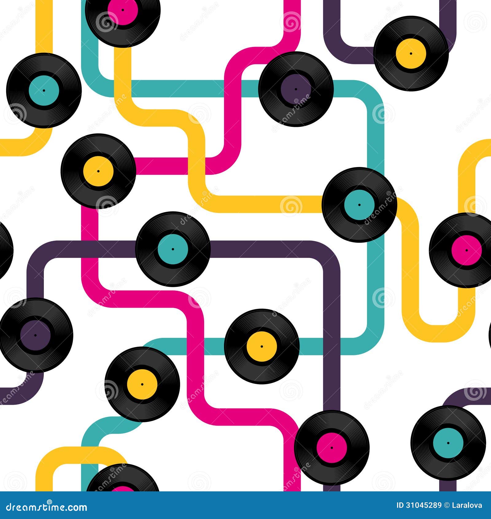 Vinyl Record Seamless Background Pattern Stock Vector - Illustration of ...