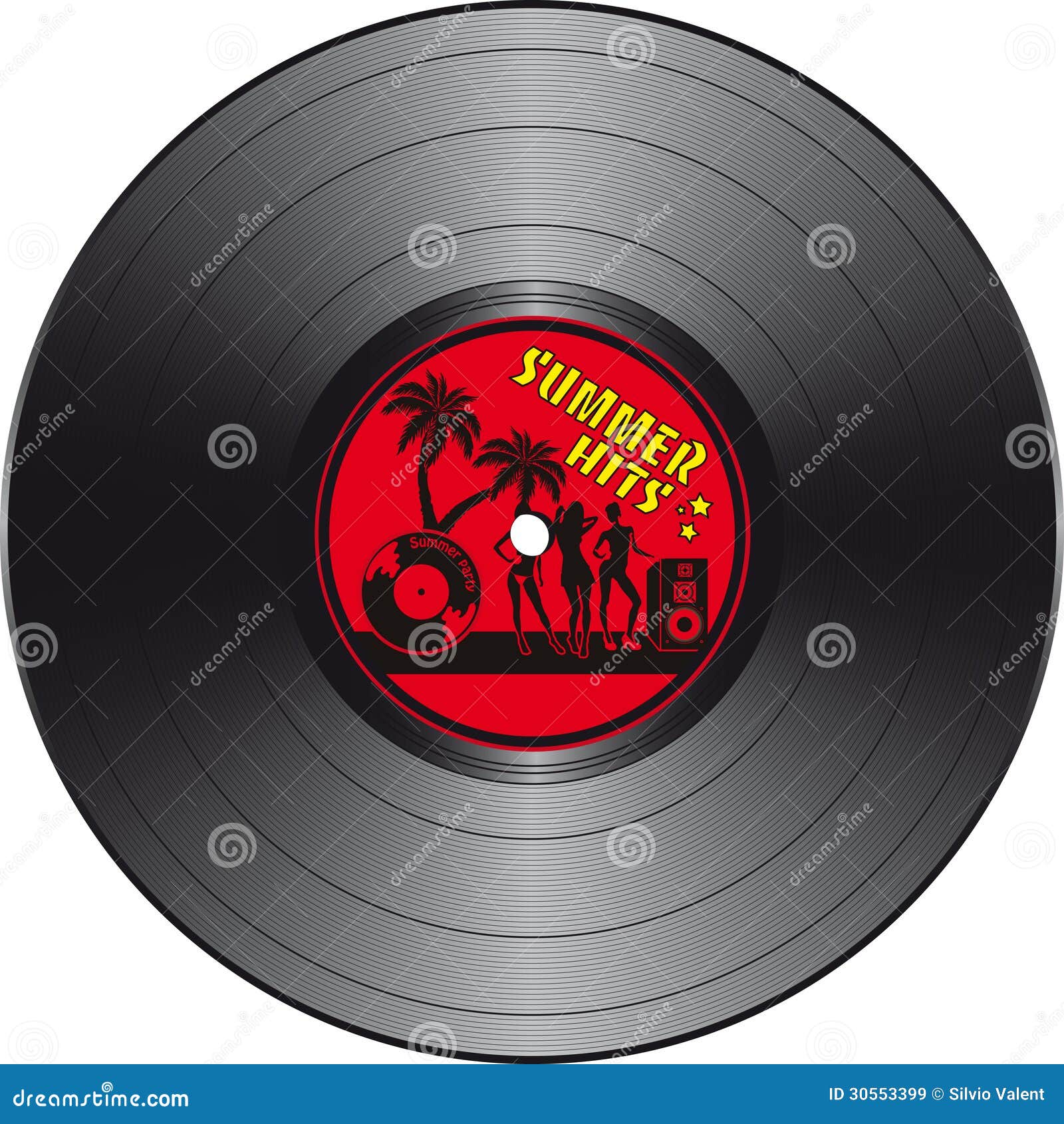 Vinyl Record with Summer Hits Label Stock Vector - Illustration of ...