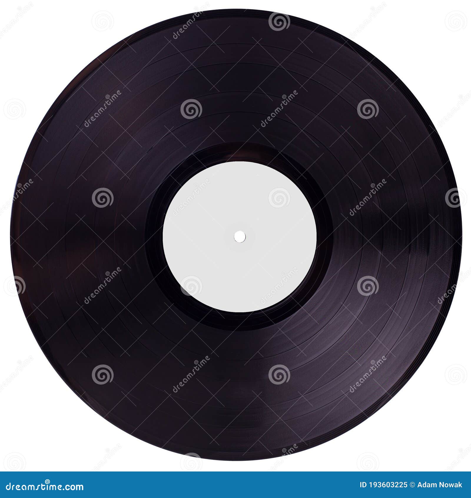 Vinyl Record with White Blank Label Isolated on White Background Stock ...