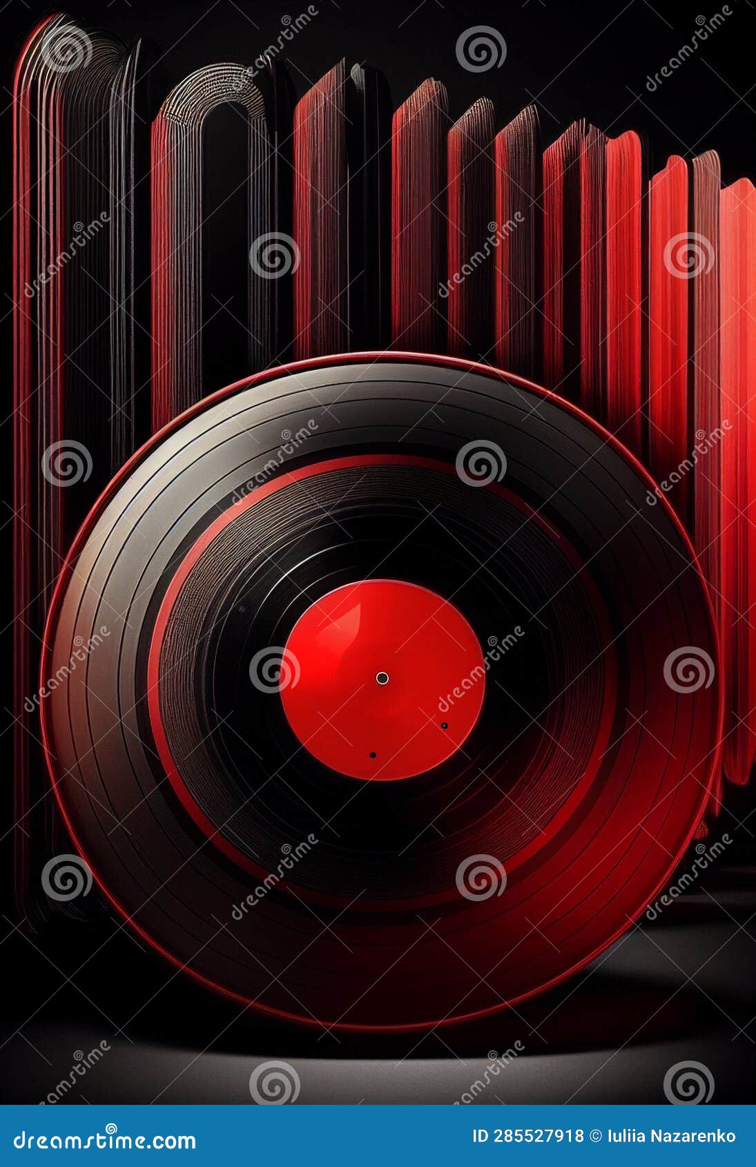 Vinyl Records in Black and Red. AI Generated Stock Illustration ...
