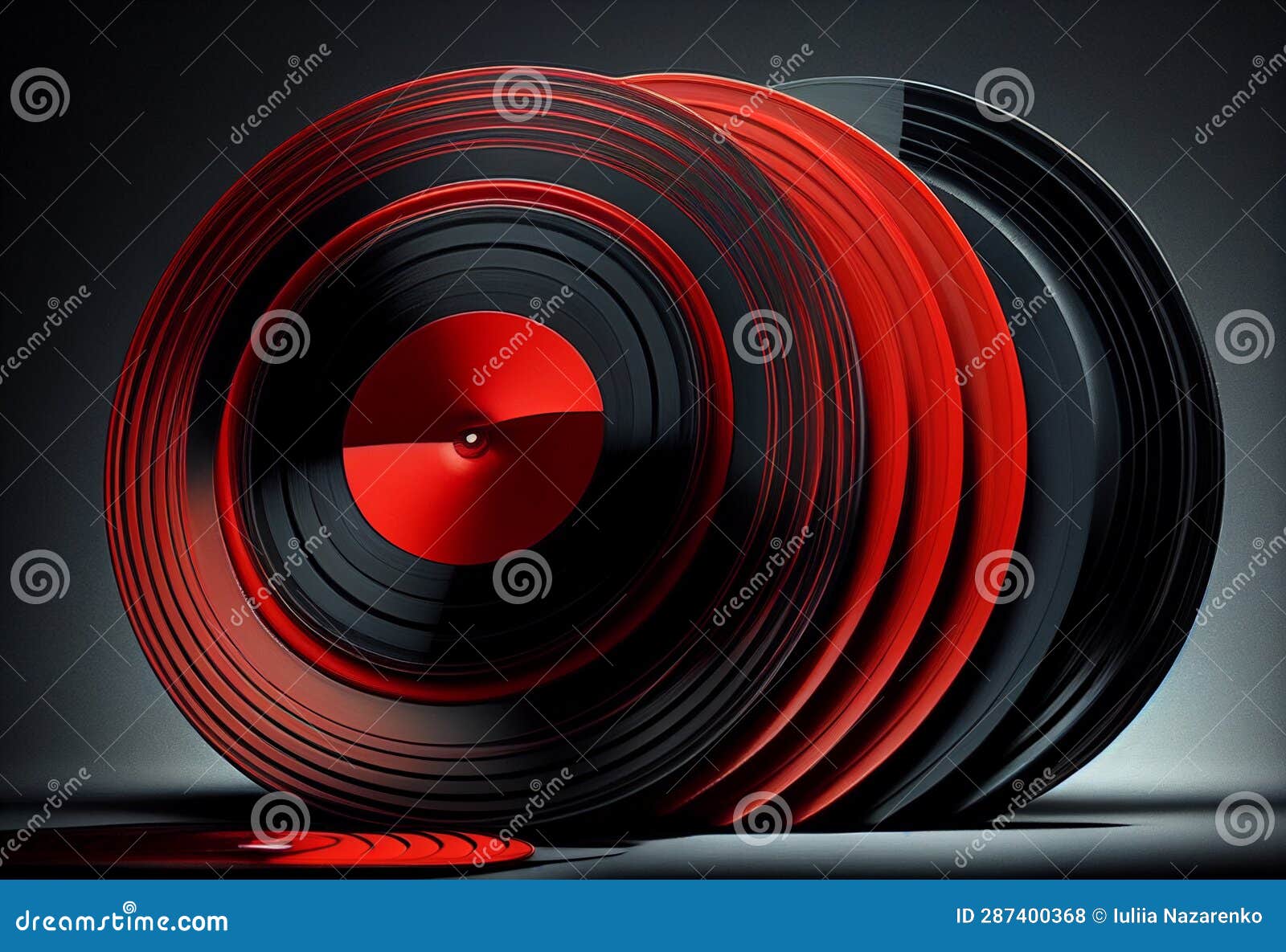 Vinyl Records in Black and Red. AI Generated Stock Illustration ...