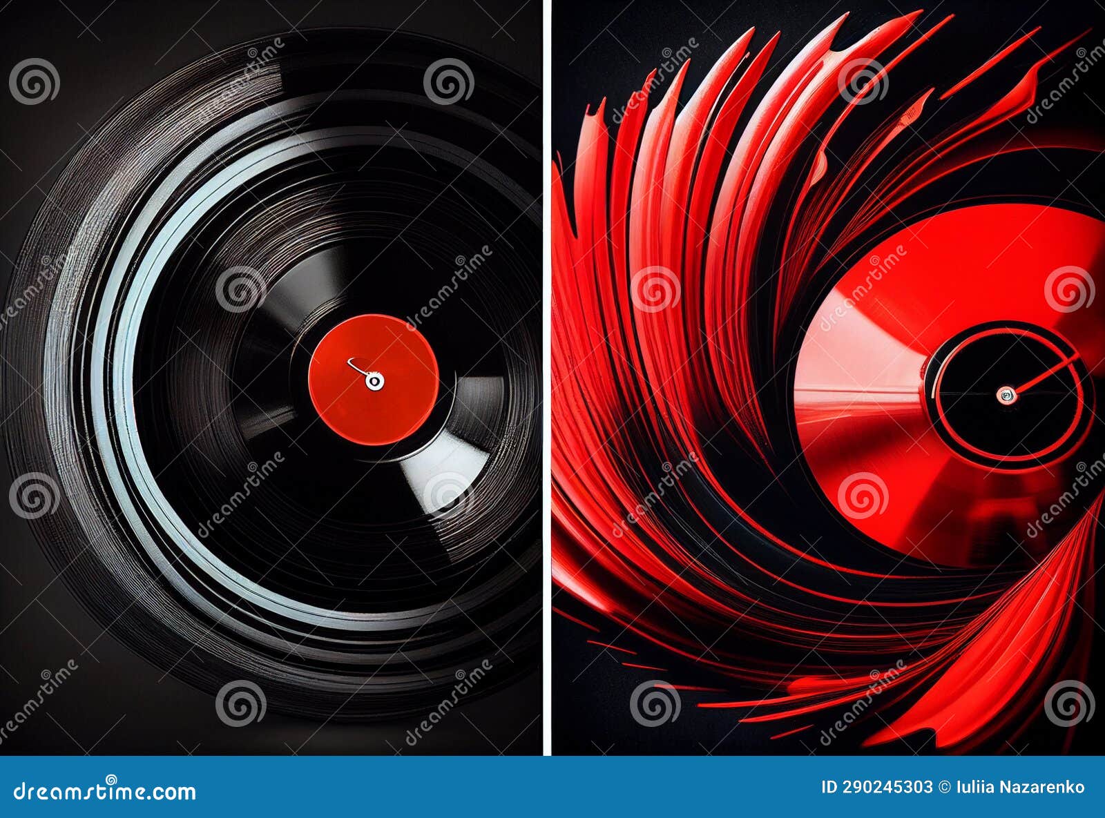 Vinyl Records in Black and Red. AI Generated Stock Image - Image of ...