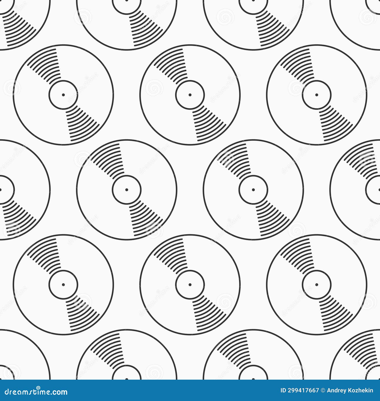 Vinyl Records Seamless Pattern. Vector Vinyl Record Discs Outline ...