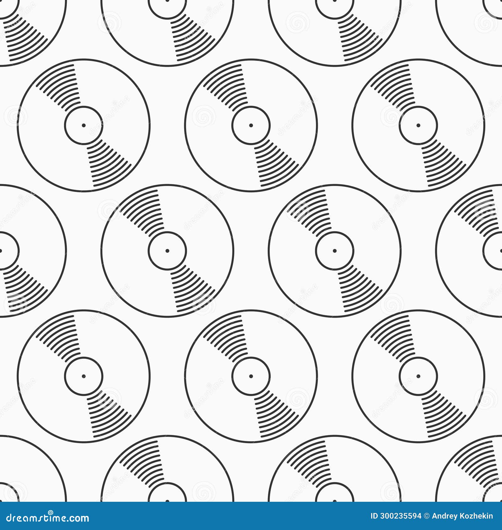 Vinyl Records Seamless Pattern. Vector Vinyl Record Discs Outline ...