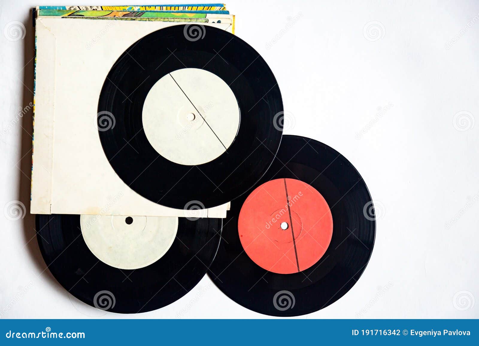 Vinyl Records on a White Background Stock Photo - Image of discotheque ...