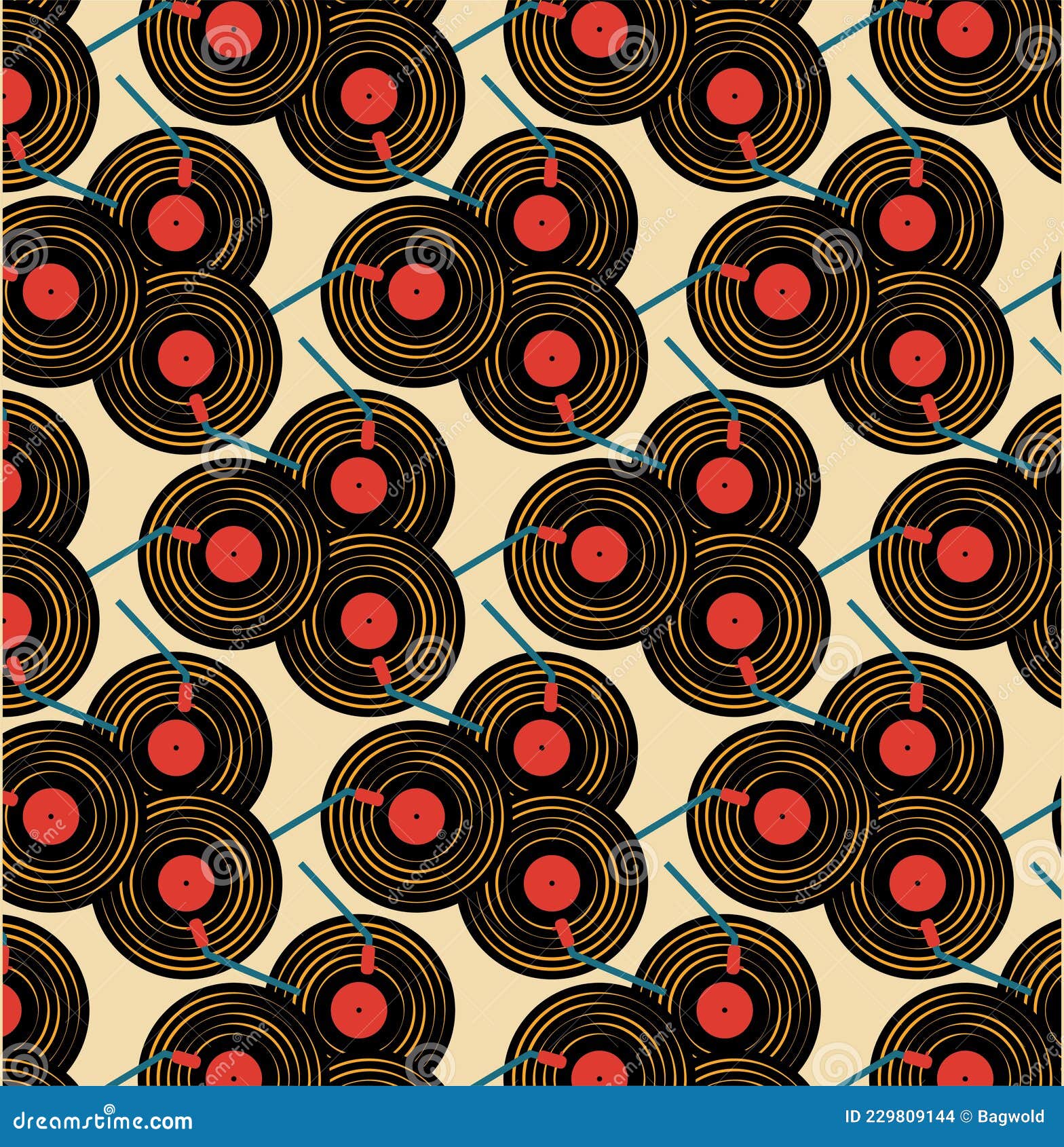Vinyl Retro Turntable Seamless Pattern Vector Stock Photo - Image of ...