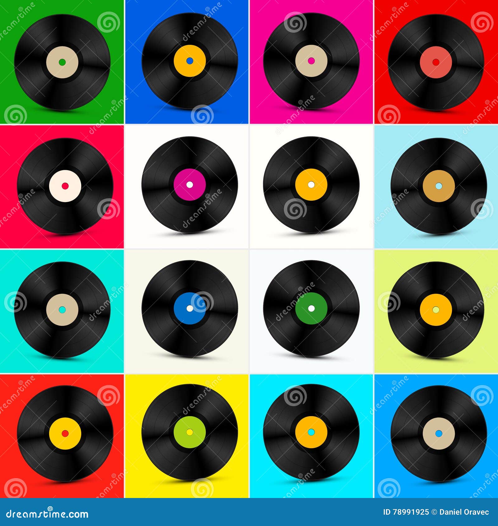 Vinyl Set. Retro Colorful LP Disc Stock Vector - Illustration of design ...