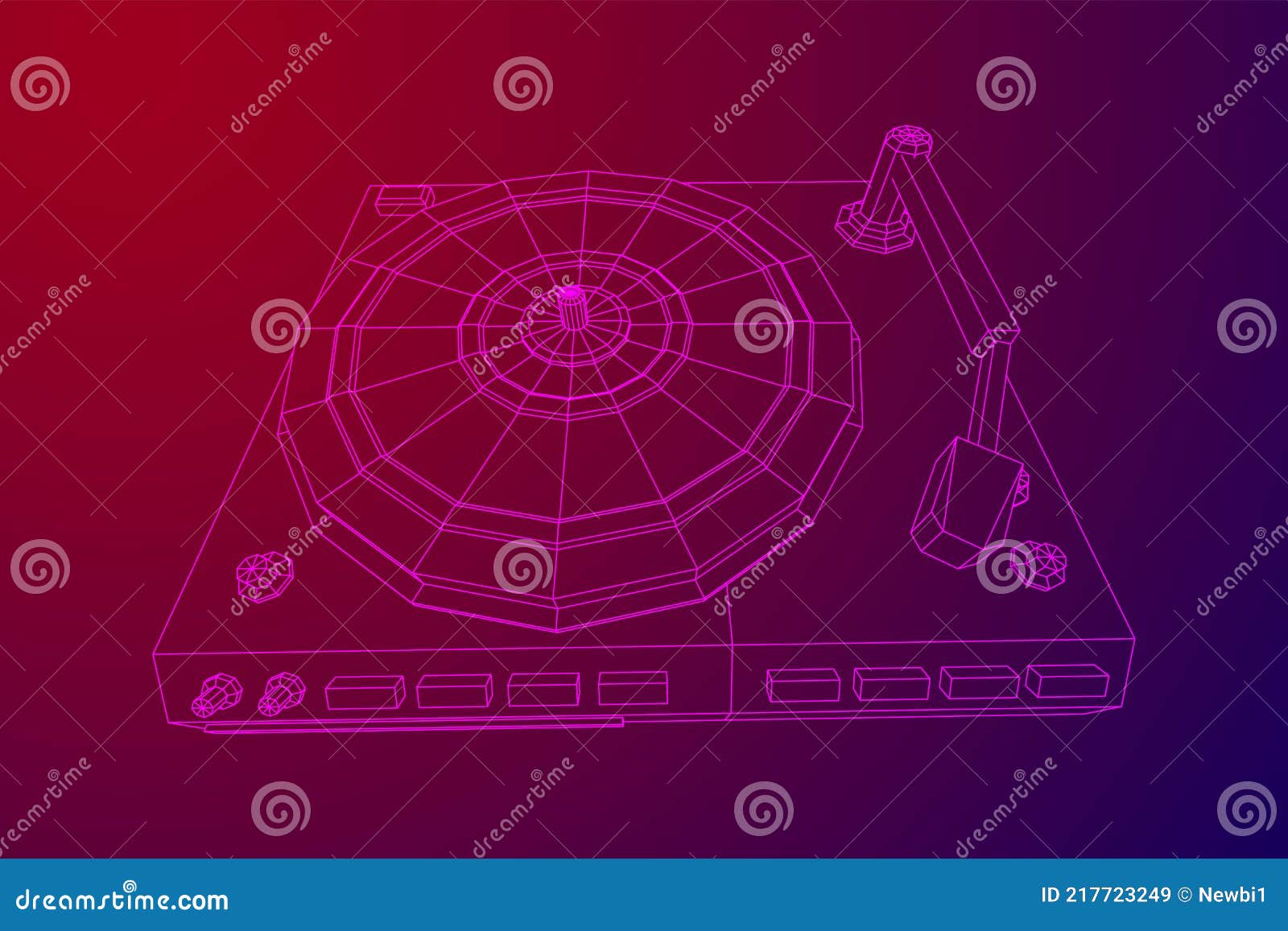 Vinyl Turntable Audio Device. Wireframe Low Poly Mesh Stock Vector ...