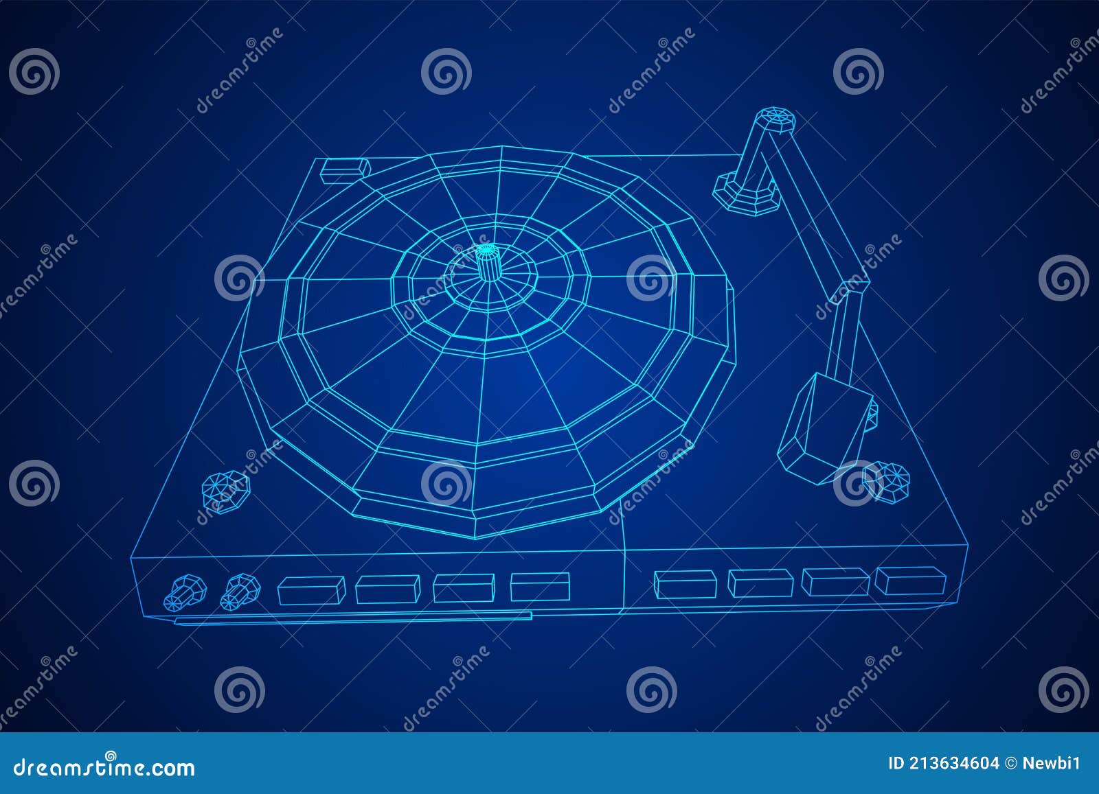 Vinyl Turntable Audio Device. Wireframe Low Poly Mesh Stock Vector ...