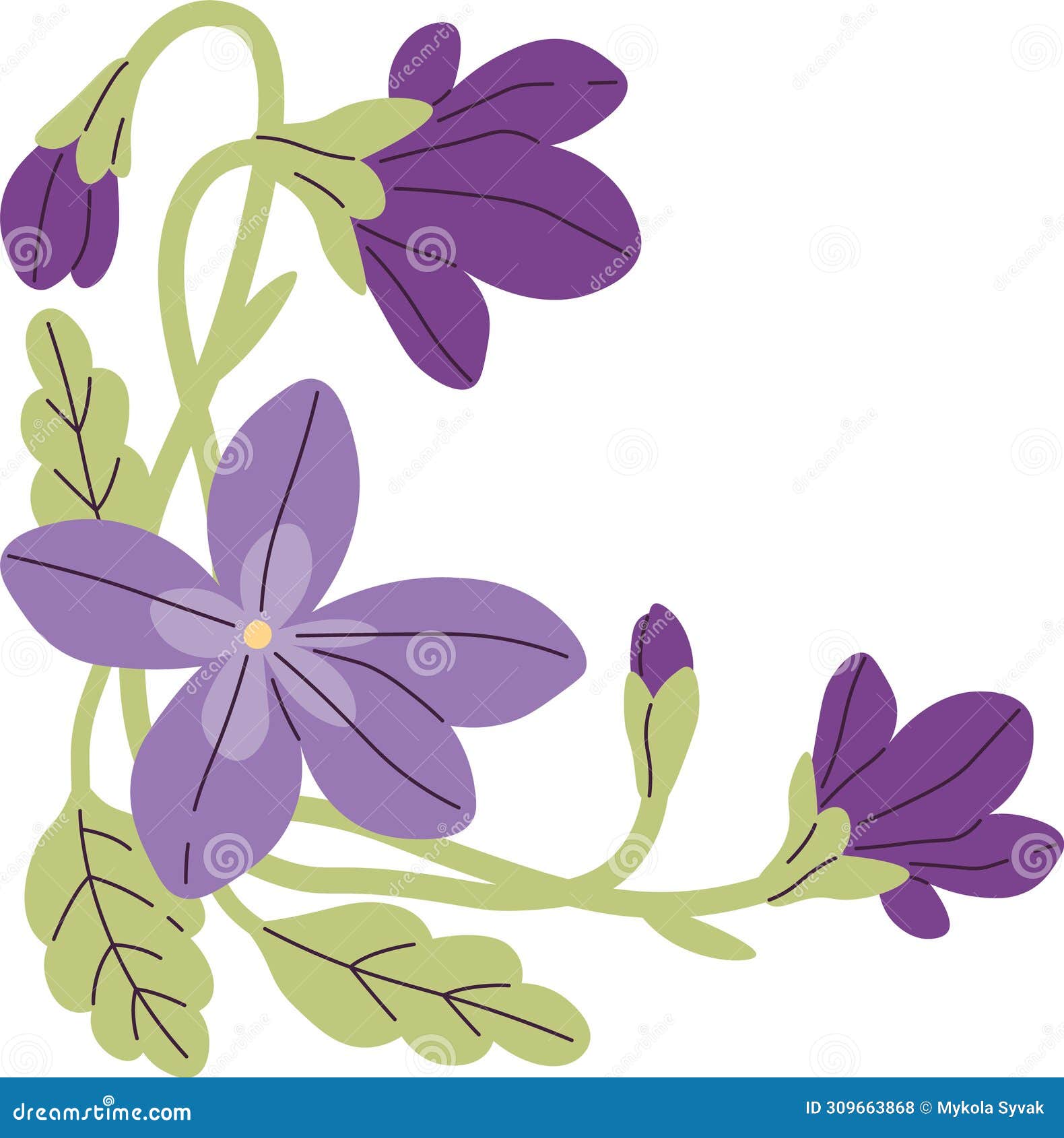 Viola Flowers with Leaves stock vector. Illustration of flower - 309663868