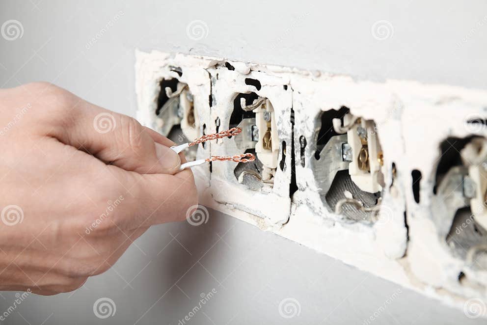 Violation of Electrical Safety Rules, Damaged Socket in the Wall Stock ...