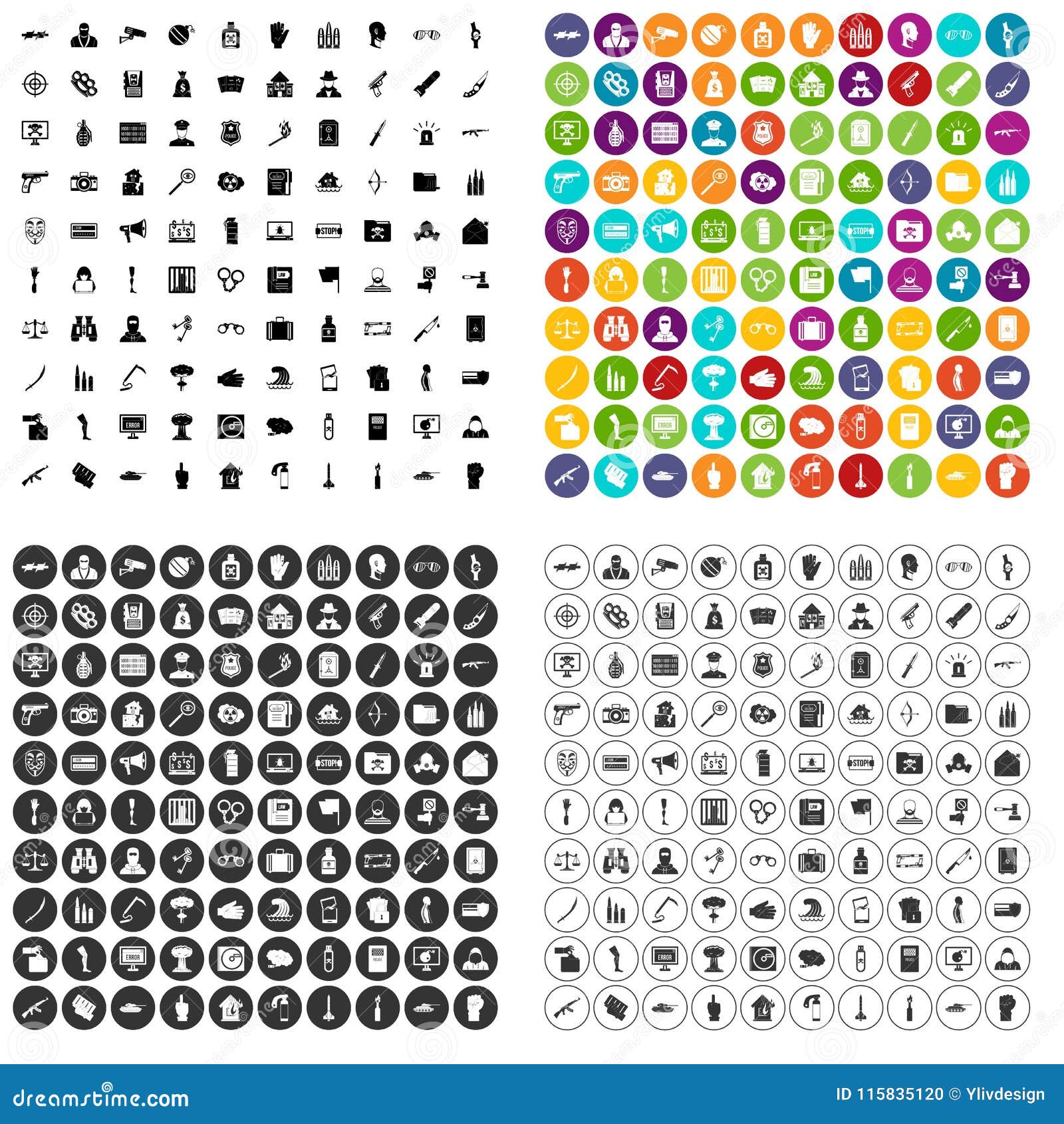 100 Violation Icons Set Vector Variant Stock Vector - Illustration of ...