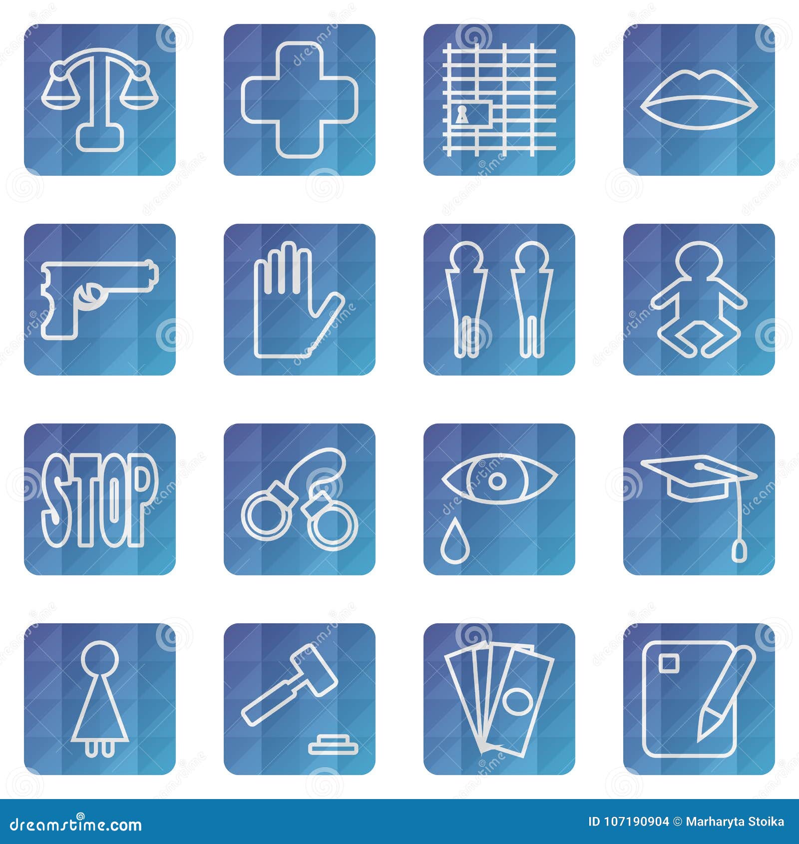 Set of Web Icons of the Concept of Social Problems. Stock Vector ...