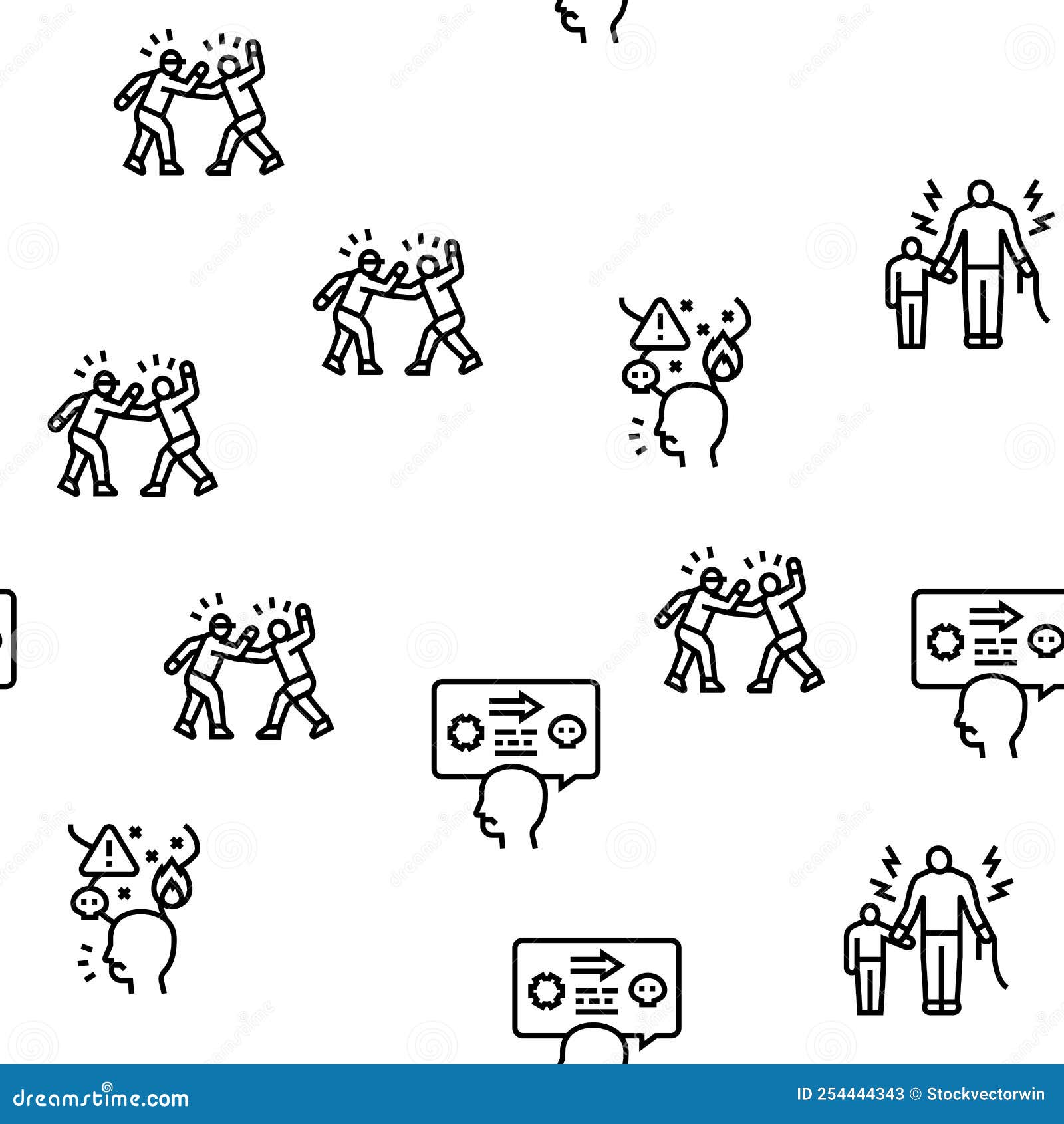 Violence First Aggressive Hand Vector Seamless Pattern Stock ...