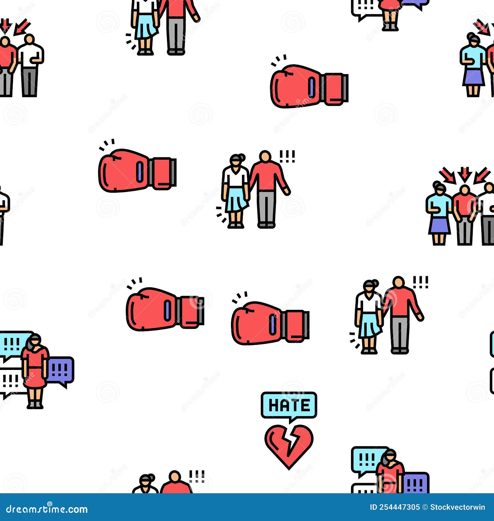 Violence First Aggressive Hand Vector Seamless Pattern Stock Vector ...