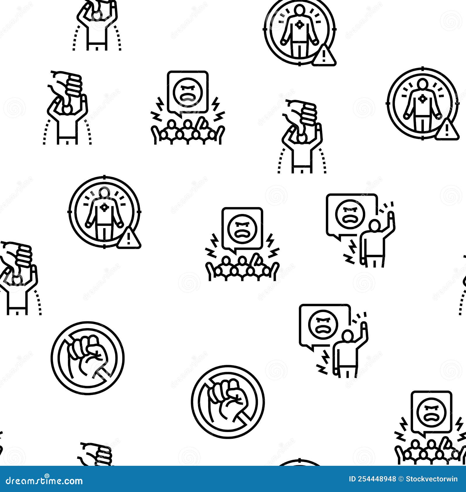 Violence First Aggressive Hand Vector Seamless Pattern Stock Vector ...