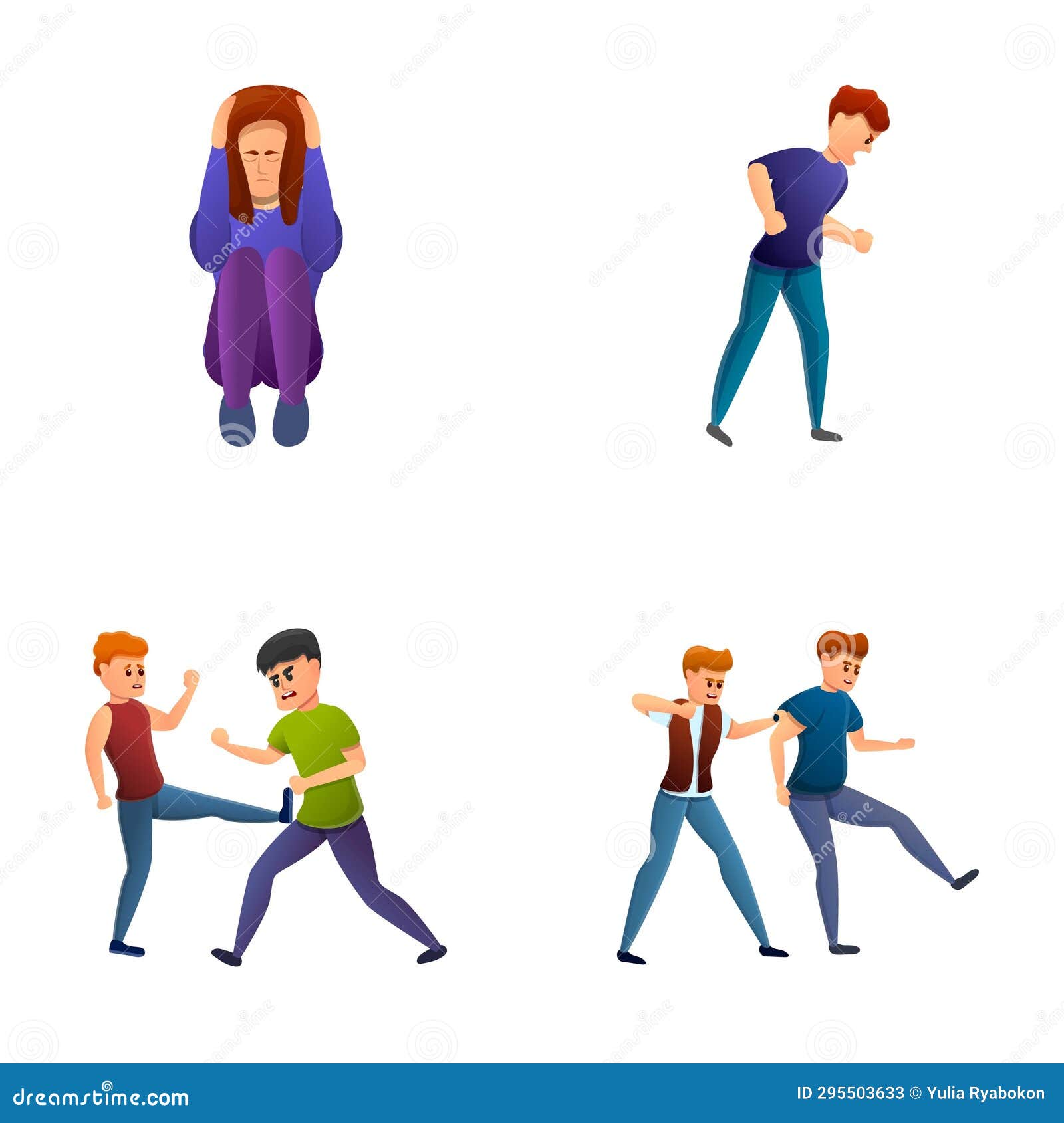 Cartoon Of Sad Boy Victim Of Cyberbullying Online In Front Of His ...