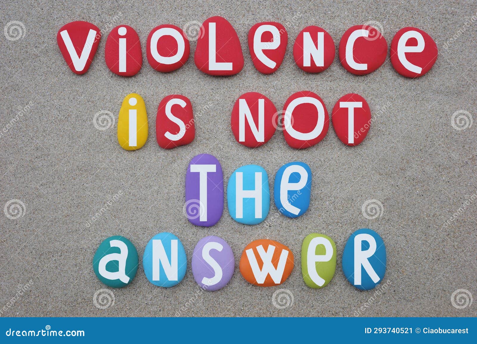 Violence is Not the Answer, Creative Social Slogan Composed with Multi ...