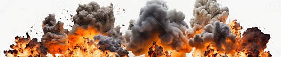 A Violent Dynamite or C4 Explosion on a White Background, Flame and ...