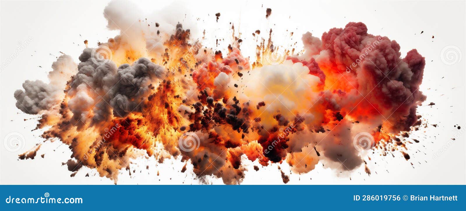A Violent Dynamite or C4 Explosion on a White Background, Flame and ...