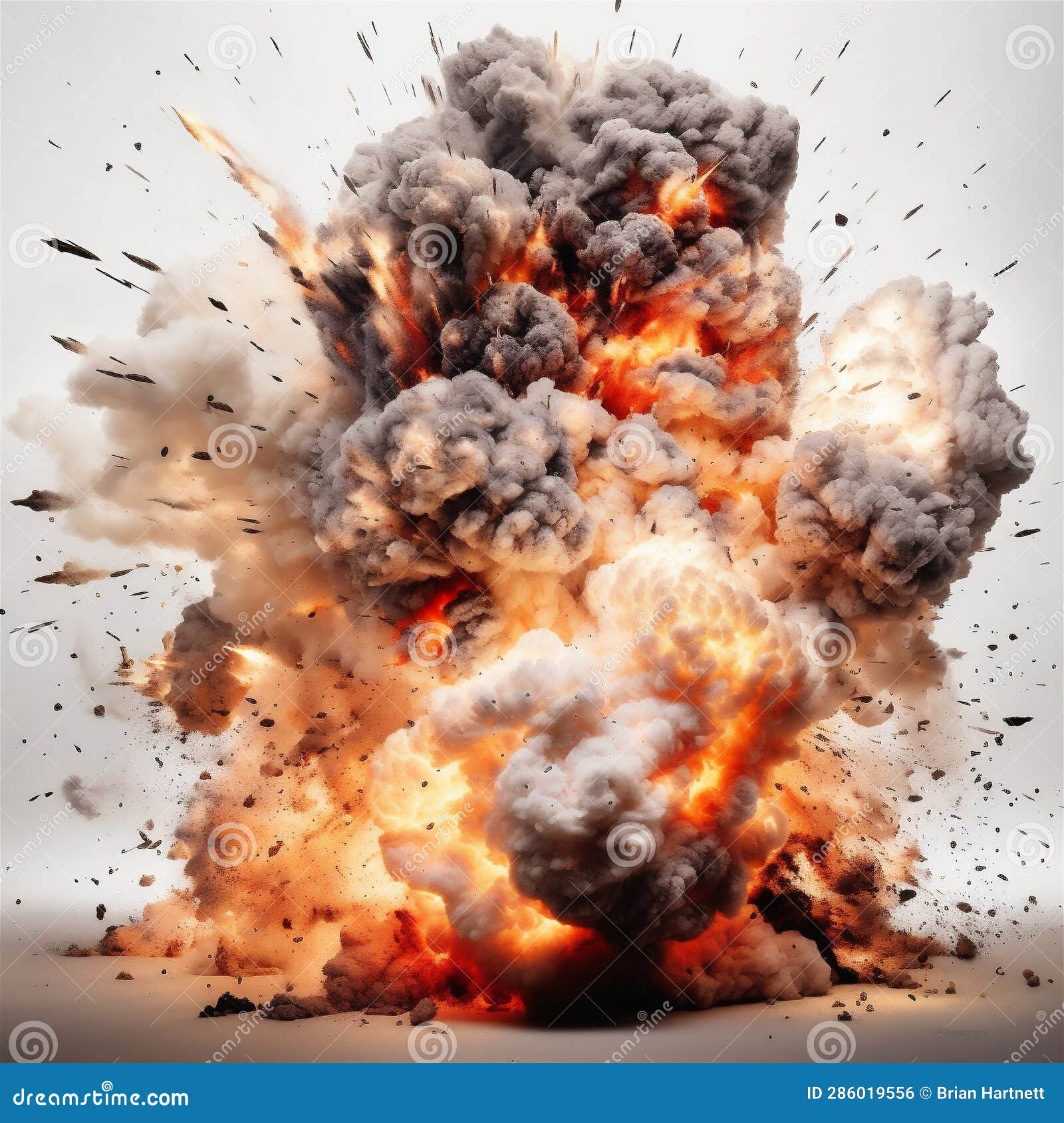 A Violent Dynamite or C4 Explosion on a White Background, Flame and ...
