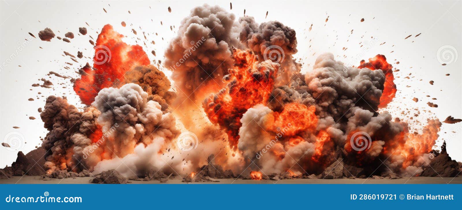 A Violent Dynamite or C4 Explosion on a White Background, Flame and ...