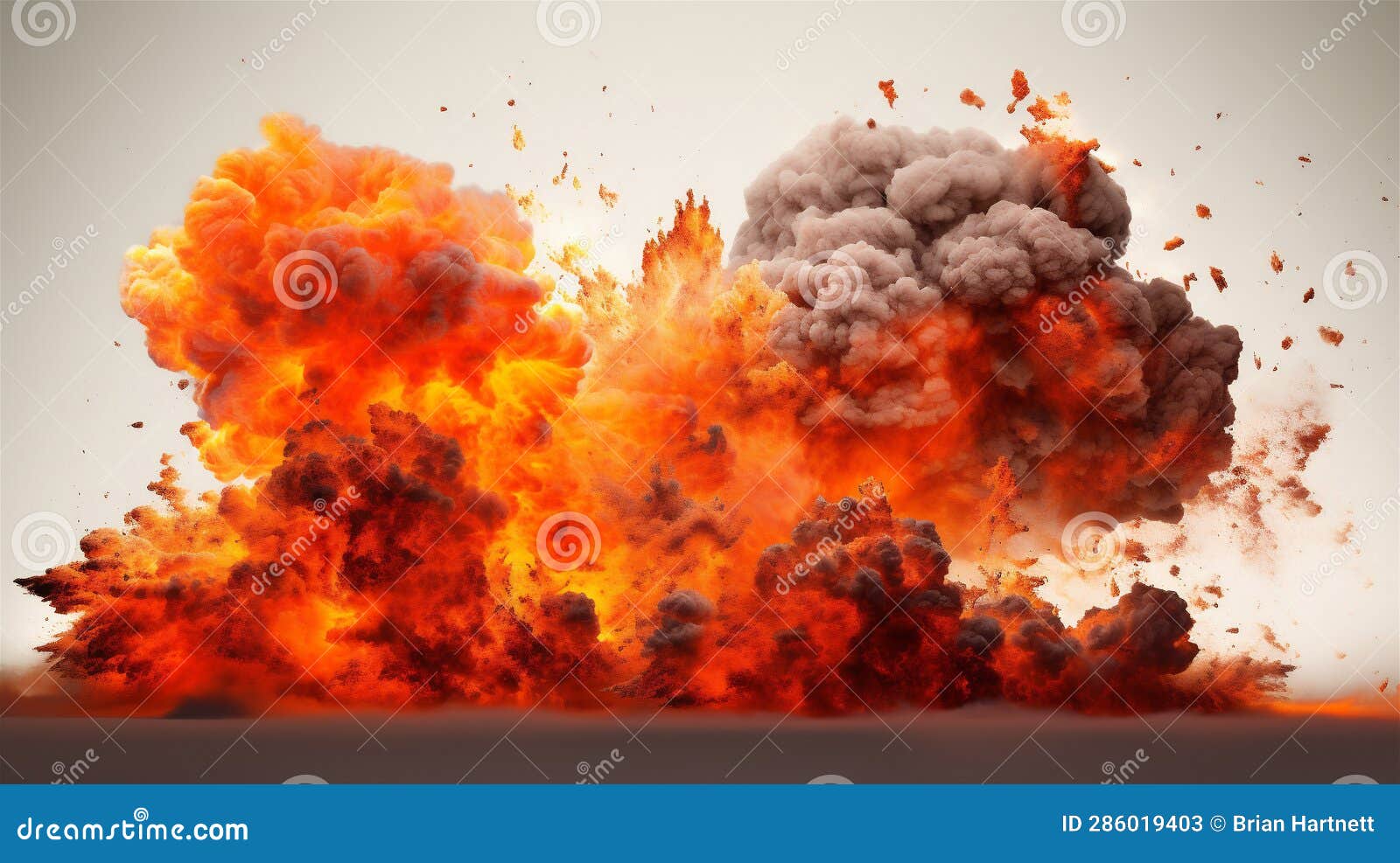 A Violent Dynamite or C4 Explosion on a White Background, Flame and ...