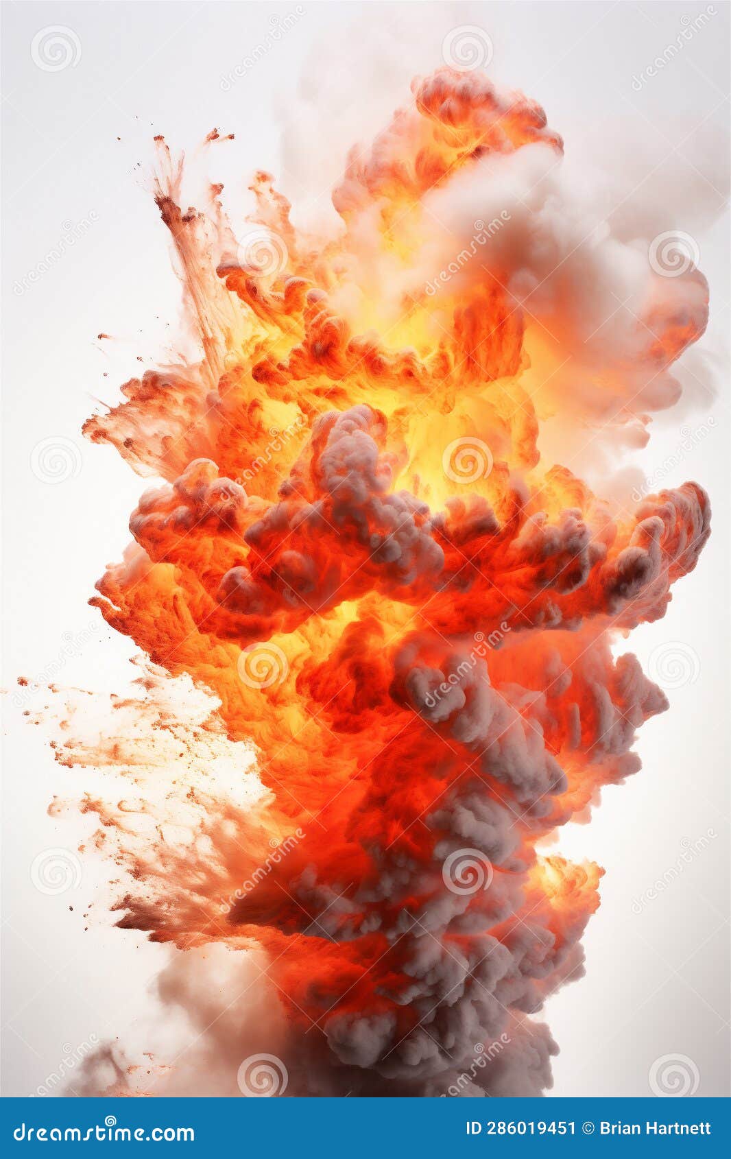 A Violent Dynamite or C4 Explosion on a White Background, Flame and ...