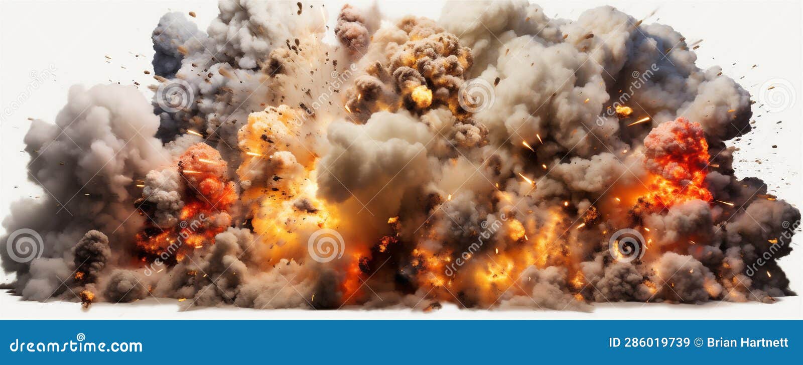 A Violent Dynamite or C4 Explosion on a White Background, Flame and ...