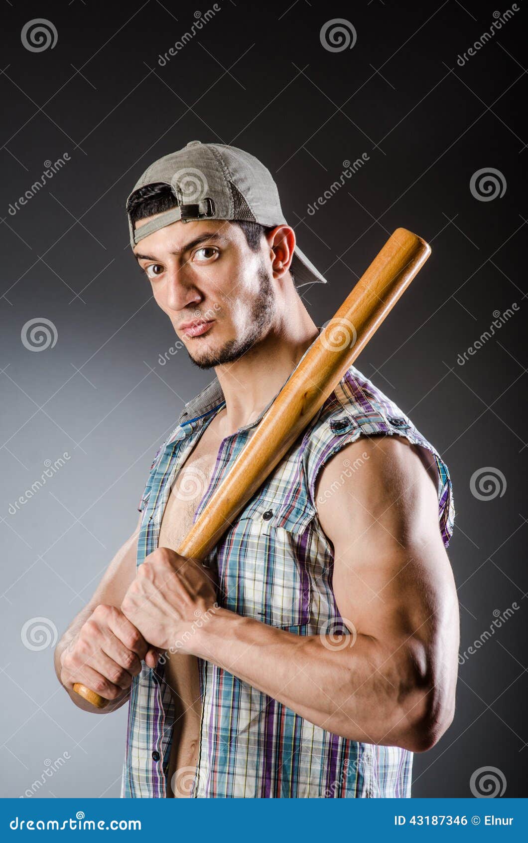 Violent Man with Baseball Bat Stock Photo - Image of holding ...