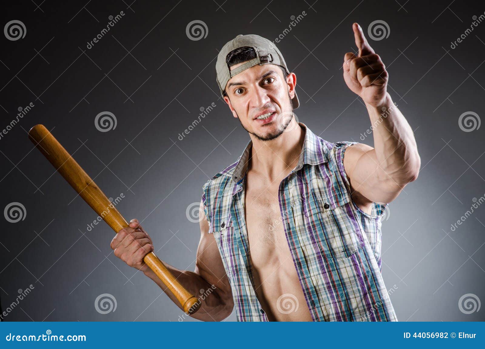 Violent Man with Baseball Bat Stock Photo - Image of baseball, black ...