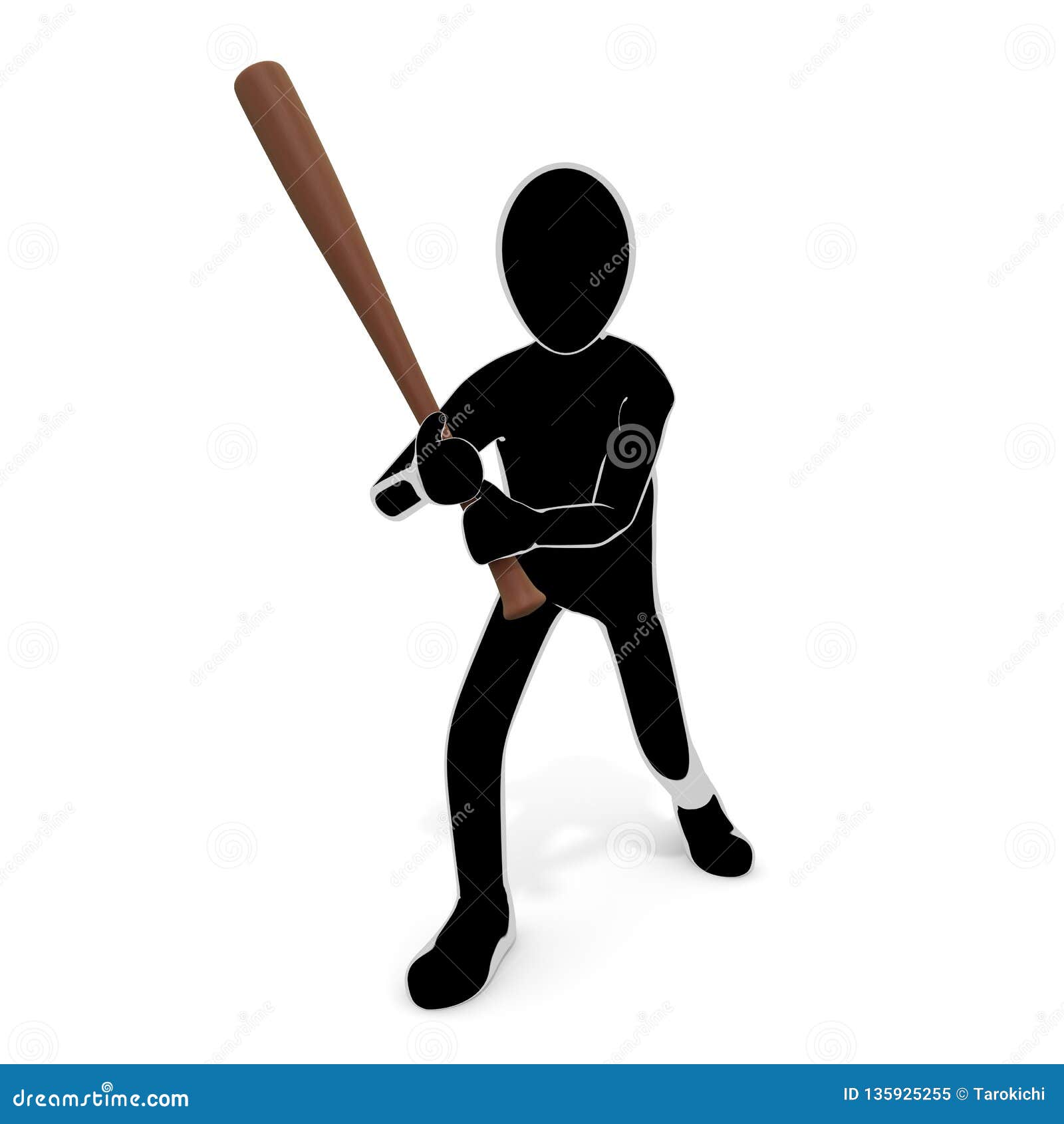 3D Illustration Hold the Bat and Attack it Stock Illustration ...