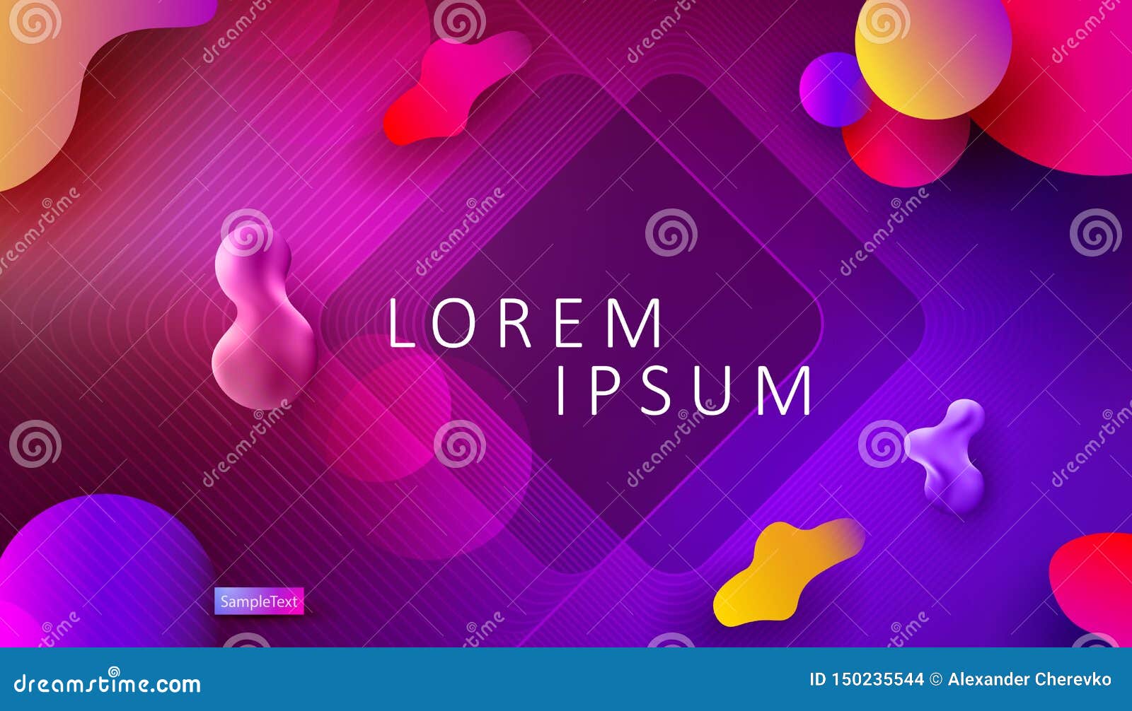 Violet Abstract Background with Square Frame and Oval Colorful ...