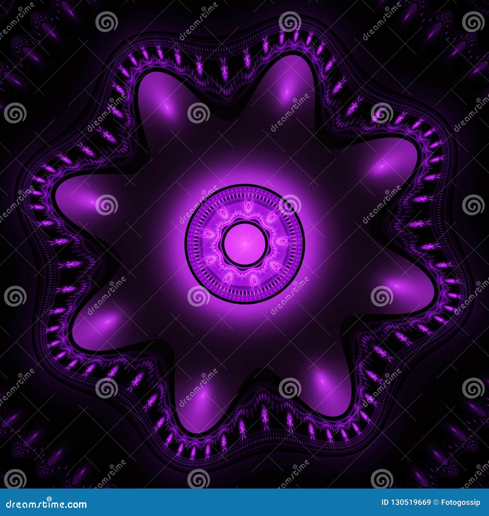 Violet Abstract Fractal on Black Background. Virtual Reality Stock ...
