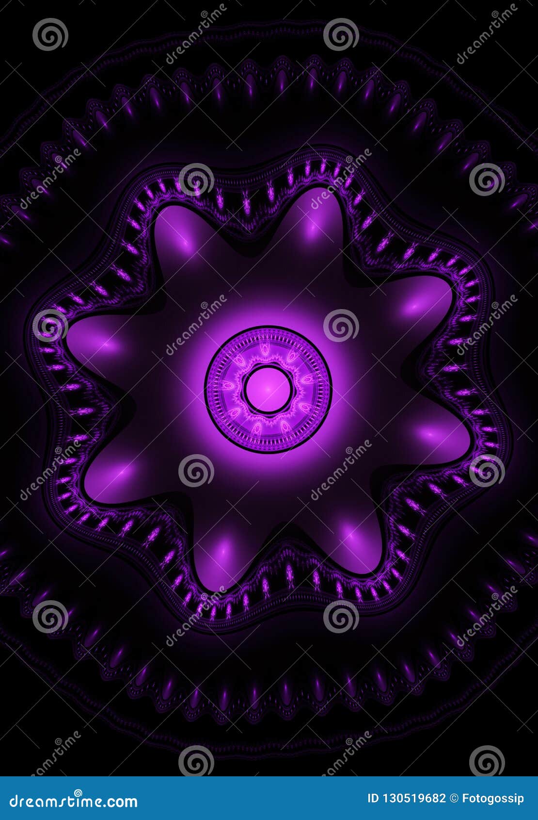 Violet Abstract Fractal on Black Background. Virtual Reality Stock ...