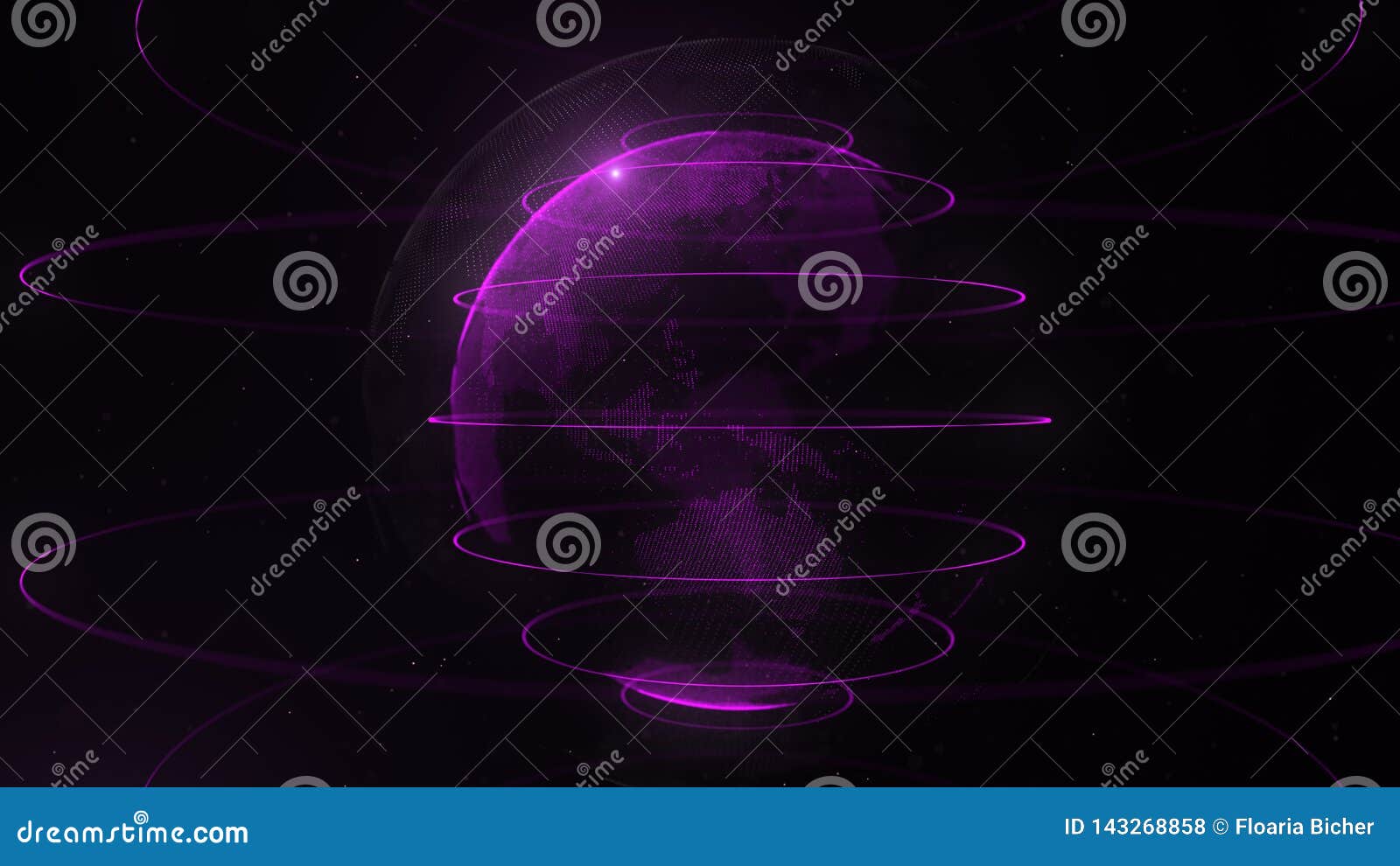 Violet Abstract Sphere. Connected Violet Dots with Lines. Globalization ...