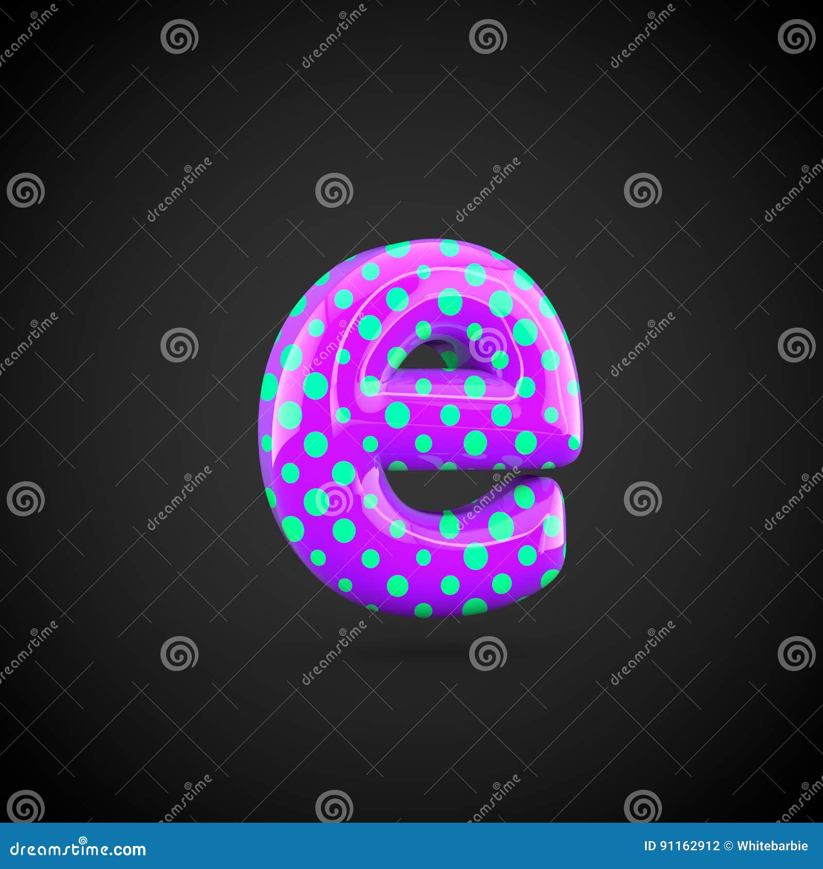 Violet Alphabet Letter E Lowercase with Blue Dots Isolated on White ...